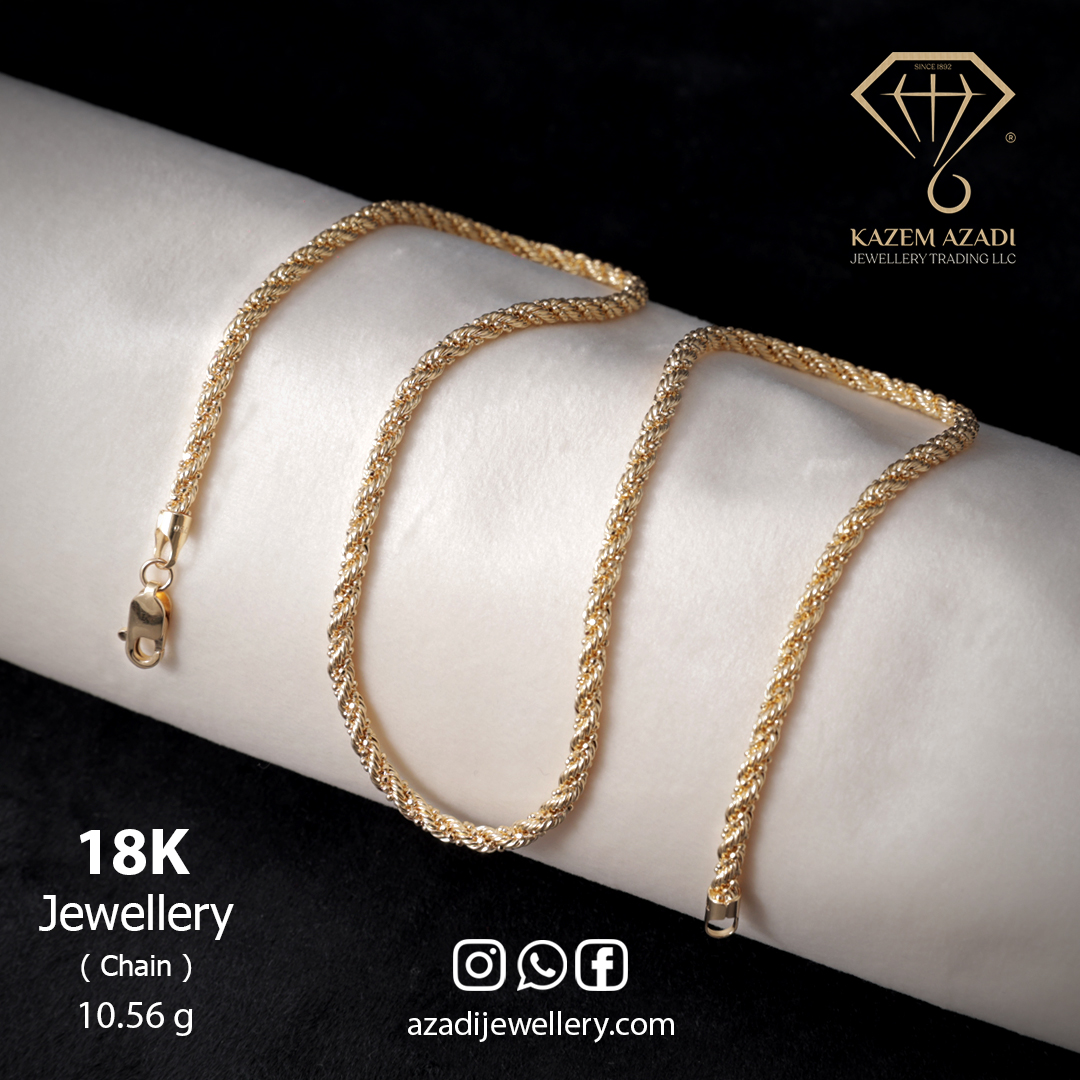 18K Gold Jewellery Chain, 10.56g, KA-CH6001 | Kazem Azadi Jewellery
