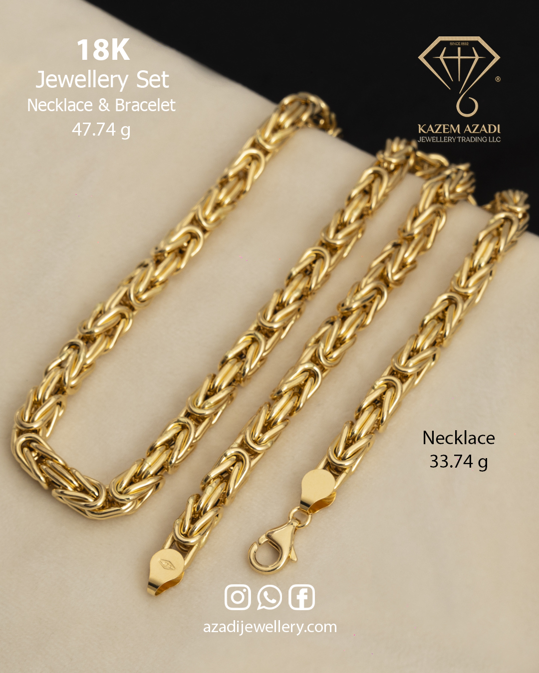 18K Gold Jewellery Half Set47.74g, KA-HS7047 | Kazem Azadi Jewellery